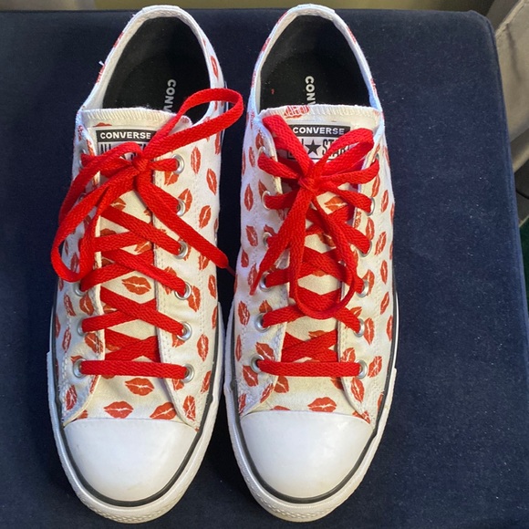 Converse | Shoes | Custom Designed Red Lip Converse | Poshmark